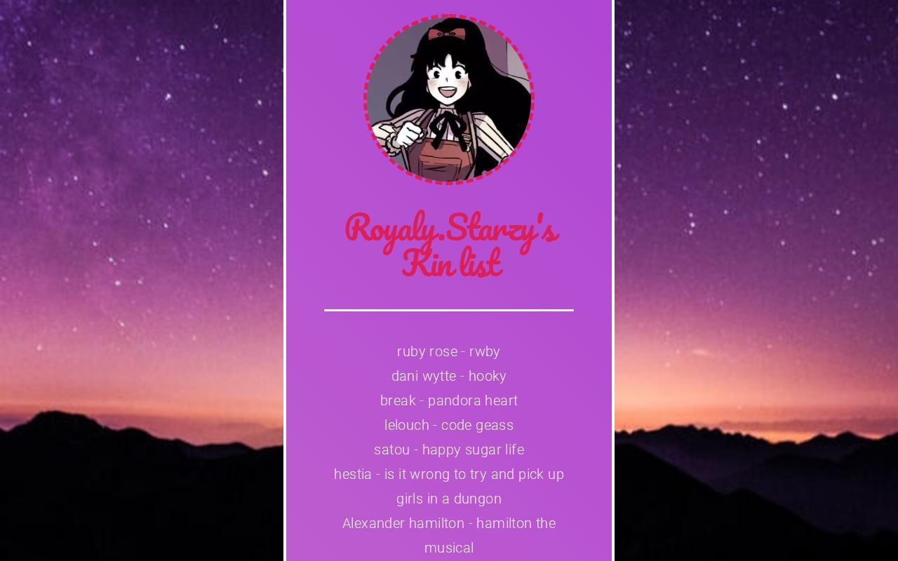 Royaly.Starzy's Kin List